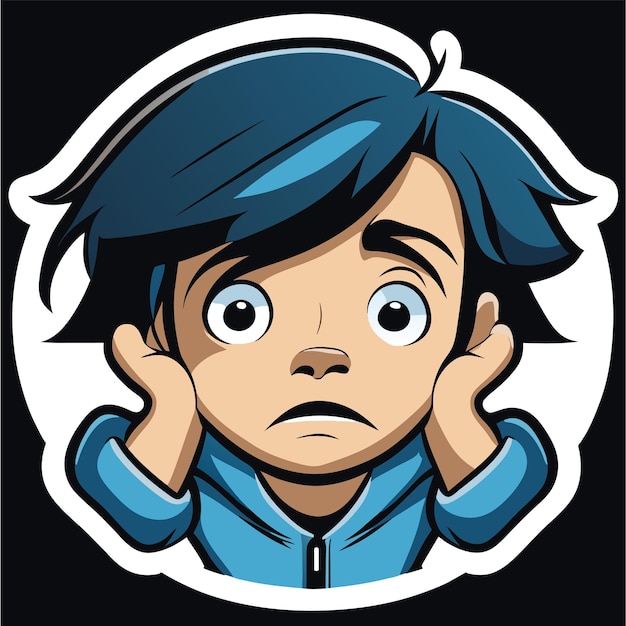 Expressive Animated Boy in Blue Jacket and Worried Expression | Jiffy ...