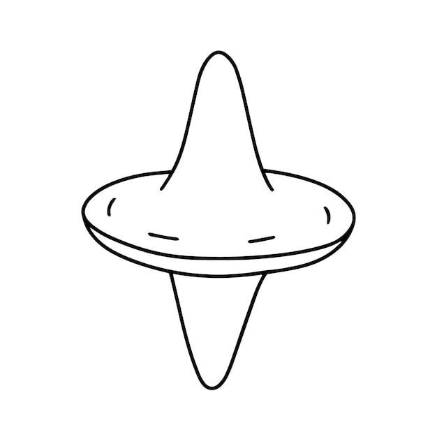 Minimalist Spinning Top Shape in Black Outline | Jiffy Designs