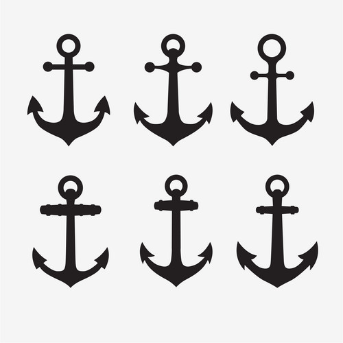 Anchor Vector Set. Simple Anchor Shape Illustration, Editable Elements ...