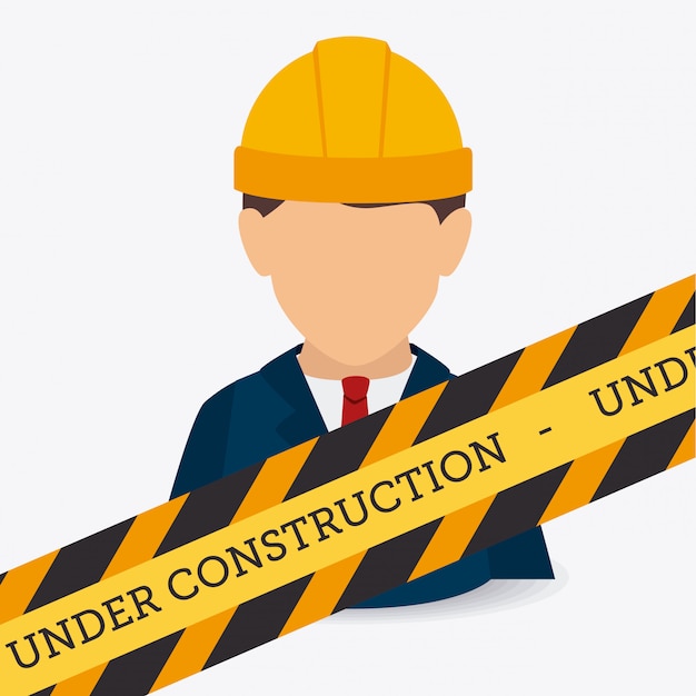 Construction Worker with Barrier Tape Illustration | Jiffy Designs