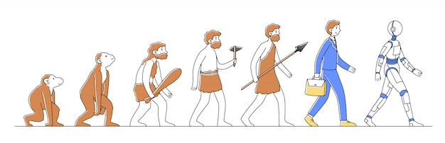 Whimsical Depiction of Human Evolution Through the Ages | Jiffy Designs