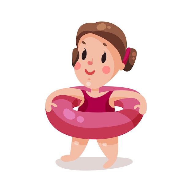 Adorable Girl in Pink Floatie Enjoying Summer Fun | Jiffy Designs