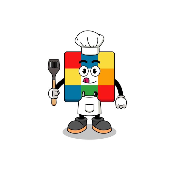 Colorful Chef Puzzle Piece Holding Cooking Utensil | Jiffy Designs