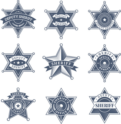 Security Sheriff Badges. Police Shield And Officers Logo Texas Rangers ...
