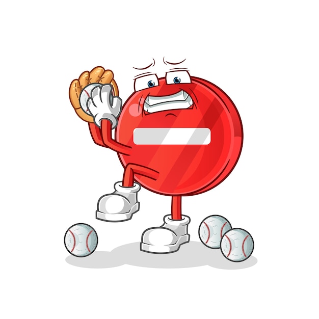 Playful Red Stop Sign Character Waving Amidst Baseballs | Jiffy Designs