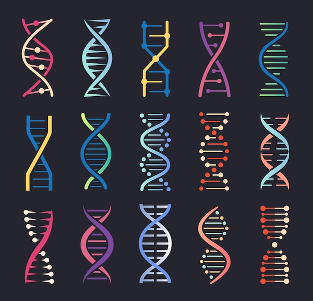 Vibrant Collection of Colorful DNA Strand Illustrations | Jiffy Designs