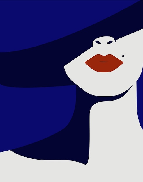 Mysterious Woman in Striking Blue and Red Minimalist Portrait | Jiffy ...