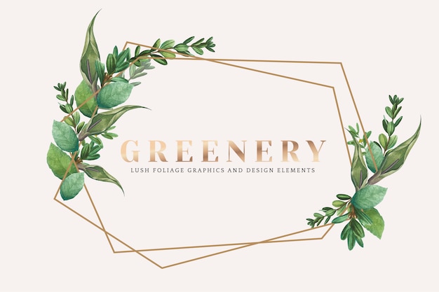 Elegant Greenery Frame with Foliage and Botanical Illustration | Jiffy ...