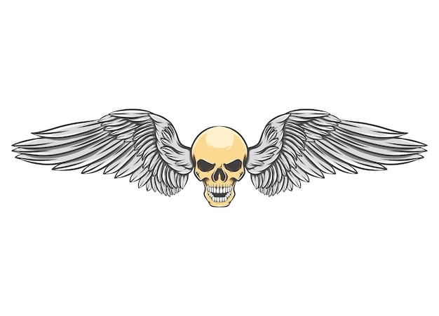 Winged Skull with Intricate Feathered Details | Jiffy Designs