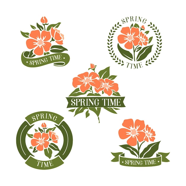 Vibrant Spring Floral Emblems and Botanical Illustrations Collection ...