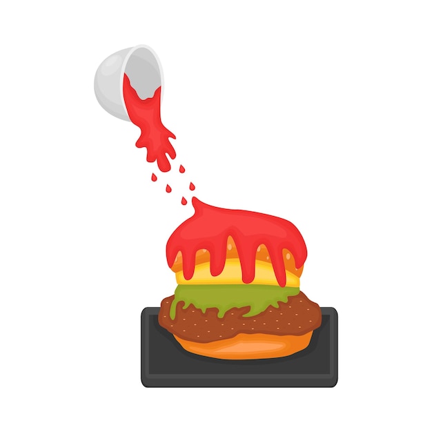 Dripping Burger with Vibrant Red Sauce on Black Platter | Jiffy Designs