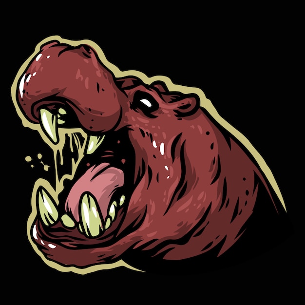 Fierce Crimson Carnivorous Creature with Gnashing Jaws | Jiffy Designs