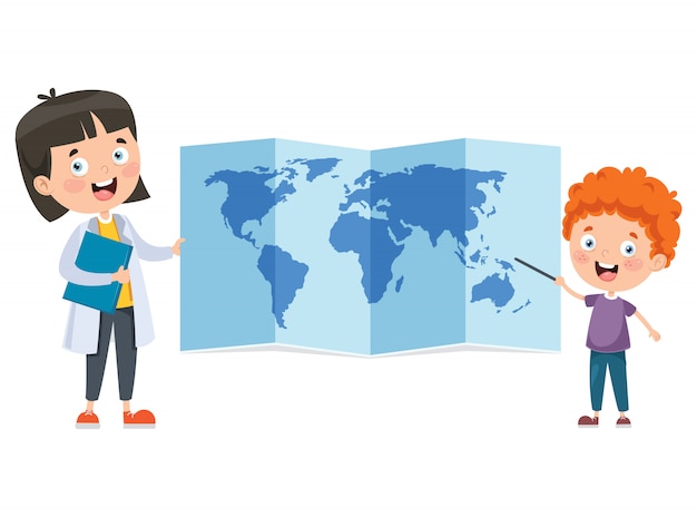 Cheerful Kids Exploring the World Map Together | Jiffy Designs