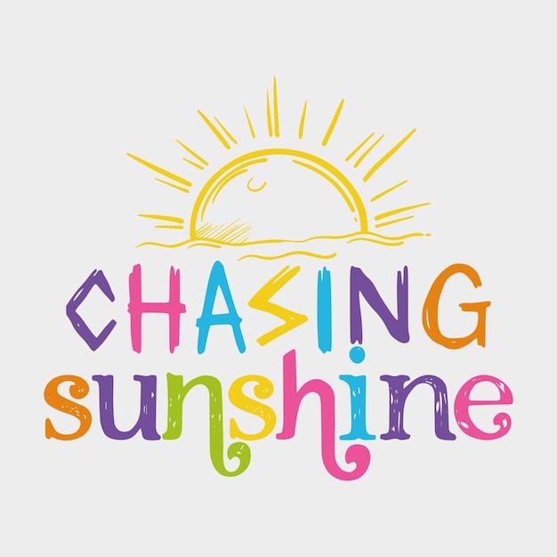 Vibrant Handwritten 'Chasing Sunshine' Sun Illustration | Jiffy Designs