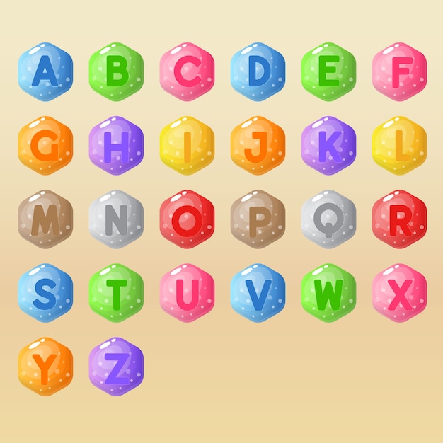 Vibrant Alphabet Hexagon Collection with Textured Design | Jiffy Designs