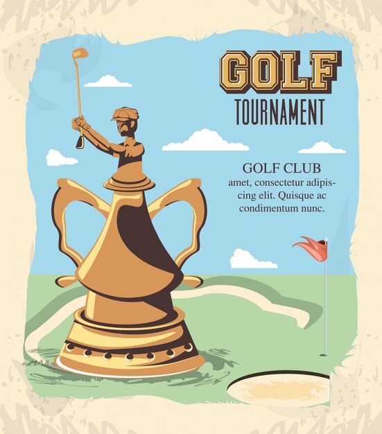 Vintage Golf Tournament Poster with Retro Golfer Silhouette | Jiffy Designs