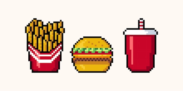 Vibrant Pixel Art Fast Food Collection | Jiffy Designs