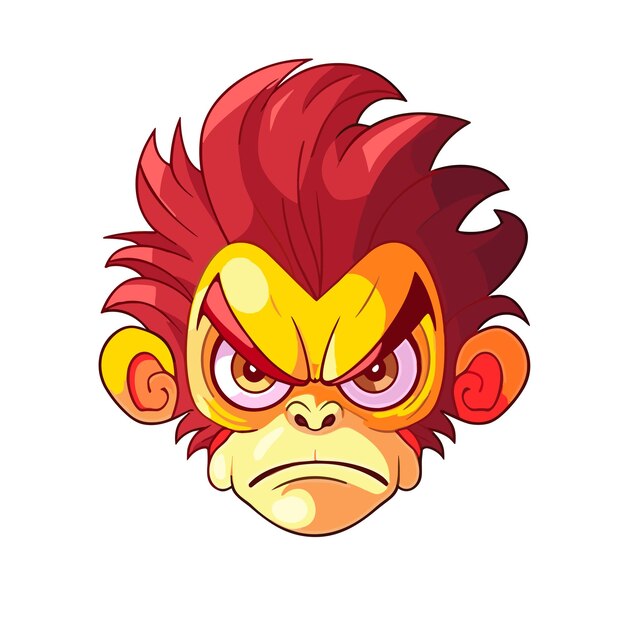 Fierce Monkey Face with Vibrant Red Mohawk | Jiffy Designs