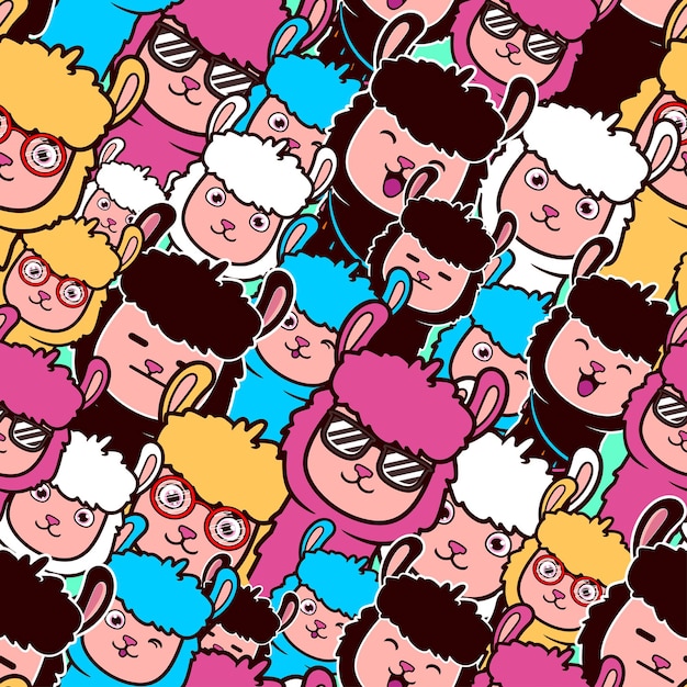 Vibrant Crowd of Expressive Cartoon Faces | Jiffy Designs