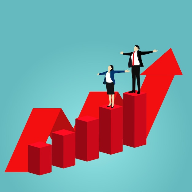 Upward Trajectory: Businesspeople Climbing Rising Graph | Jiffy Designs