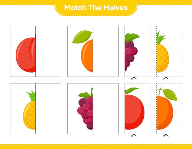 Vibrant Fruit Collection: Match the Halves | Jiffy Designs