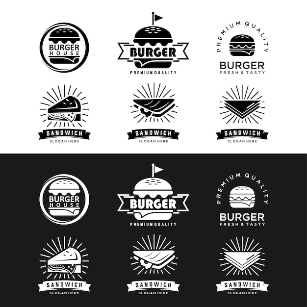Vintage Burger Logos and Badges with Retro Sun Illustrations | Jiffy ...