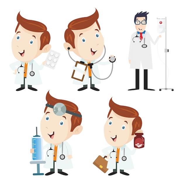 Collection of Cartoon Doctor Characters in Various Poses | Jiffy Designs