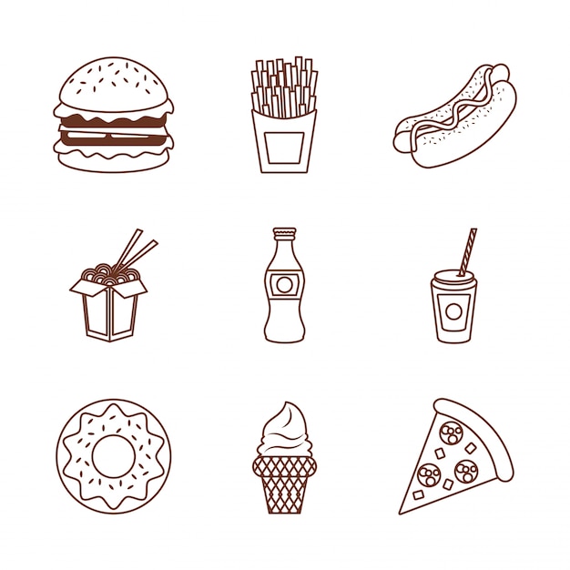 Collection of Illustrated Fast Food and Snack Icons | Jiffy Designs