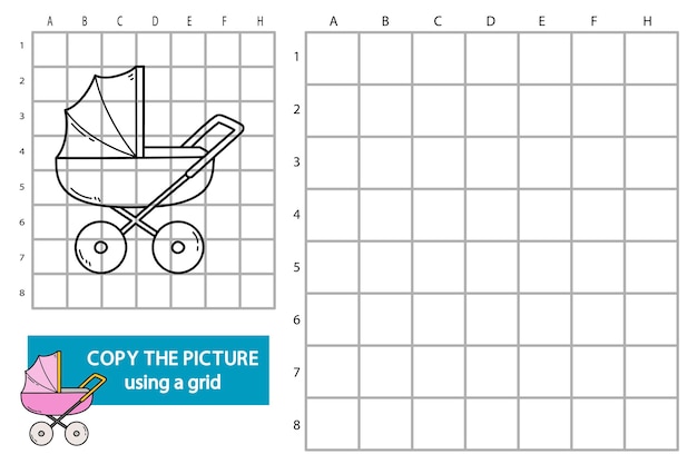 Charming Baby Carriage Illustration on Grid | Jiffy Designs