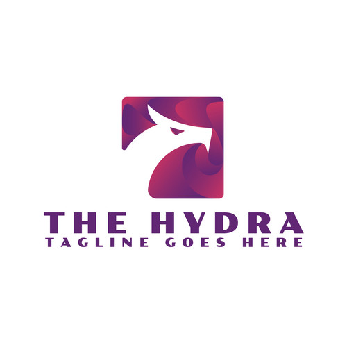 Hydra Logo. Hydra Dragon Head In Purple Gradient Rectangle Silhouette ...