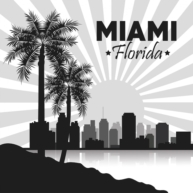 Iconic Miami Skyline with Swaying Palm Trees | Jiffy Designs