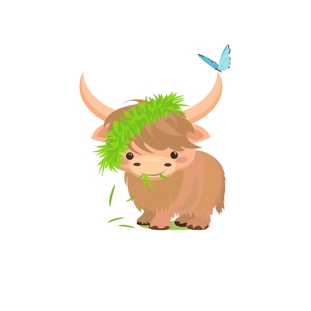 Friendly Yak with Butterfly in Lush Meadow | Jiffy Designs