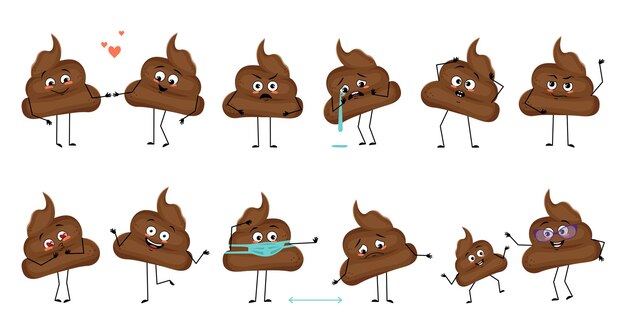 Playful Poop Pals: A Whimsical Collection of Cheerful Cartoon Excrement ...