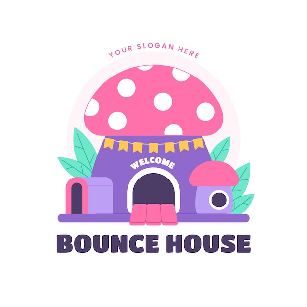 Whimsical Bounce House Mushroom Illustration with Slogan Space | Jiffy ...