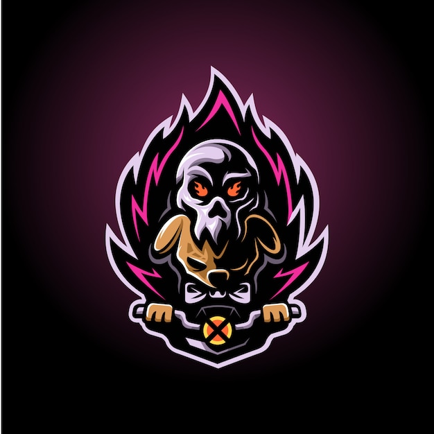 Fierce Skull Emblem with Fiery Backdrop | Jiffy Designs
