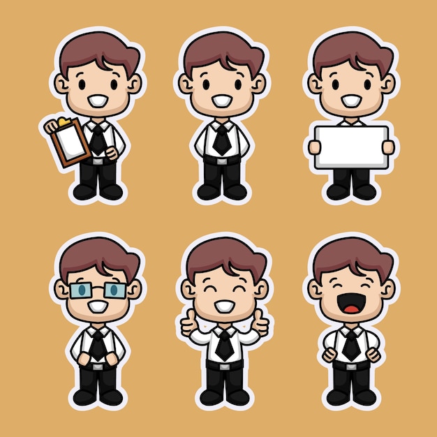 Expressive Businessman Cartoon Characters in Formal Attire | Jiffy Designs