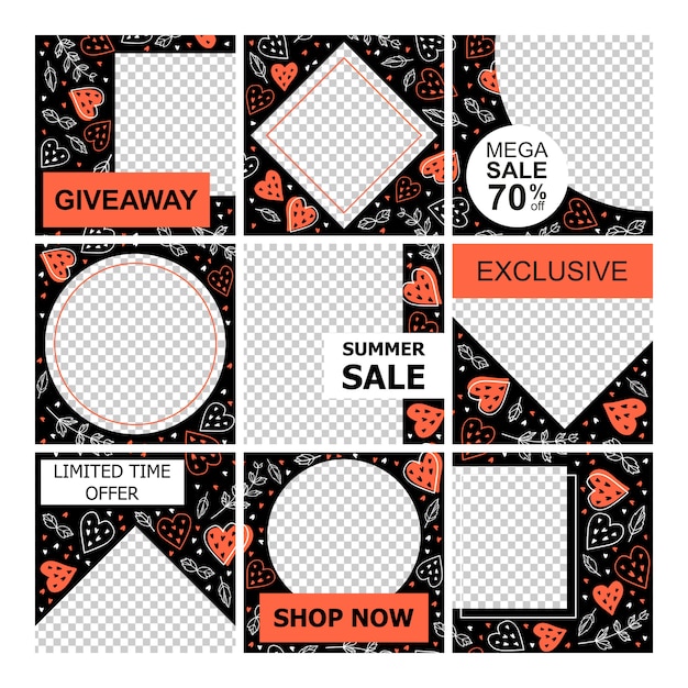 Vibrant Summer Sale Frames with Playful Floral Patterns | Jiffy Designs