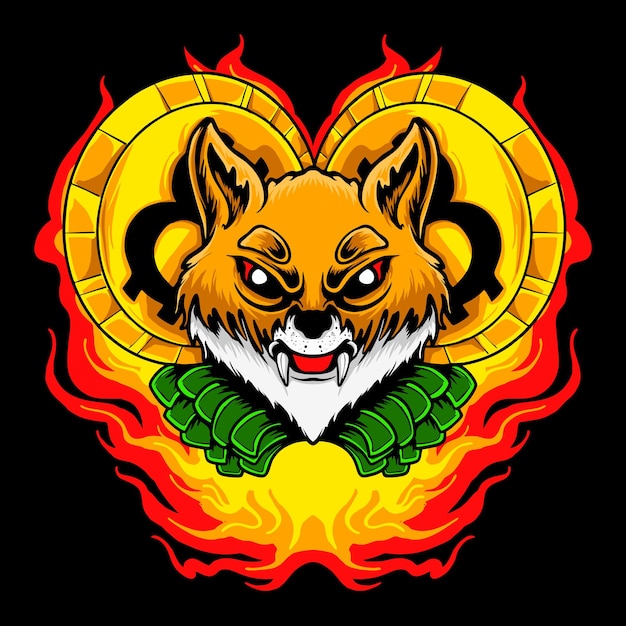 Fierce Feline Spirit: Vibrant Fiery Illustration of Snarling Cat ...