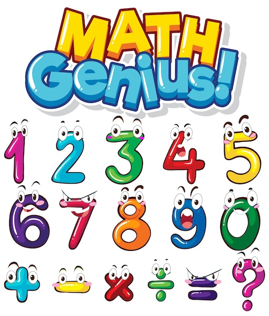 Vibrant Math Genius Numbers and Symbols in Cartoon Style | Jiffy Designs