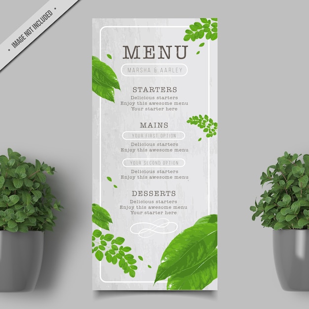 Minimalist Green Leaf Menu Card Design with Elegant Typography | Jiffy ...