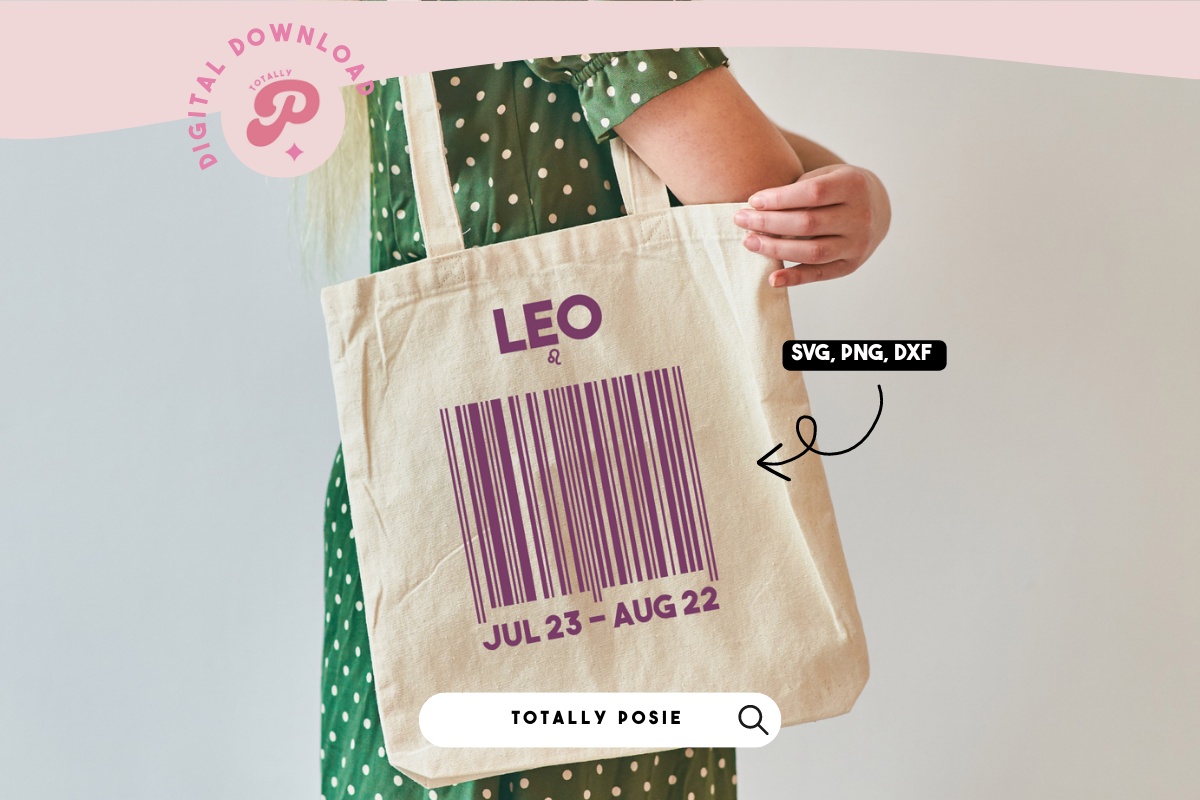 'Leo' Zodiac Symbol with Striking Purple Barcode Design | Jiffy Designs