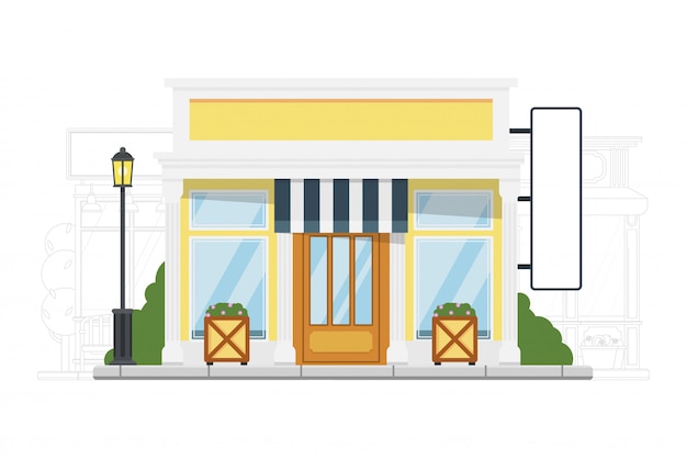 Charming Storefront with Warm Lighting and Potted Plants | Jiffy Designs