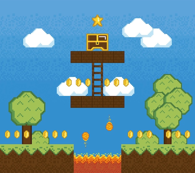 Whimsical Pixel Art Treehouse in Vibrant Landscape | Jiffy Designs