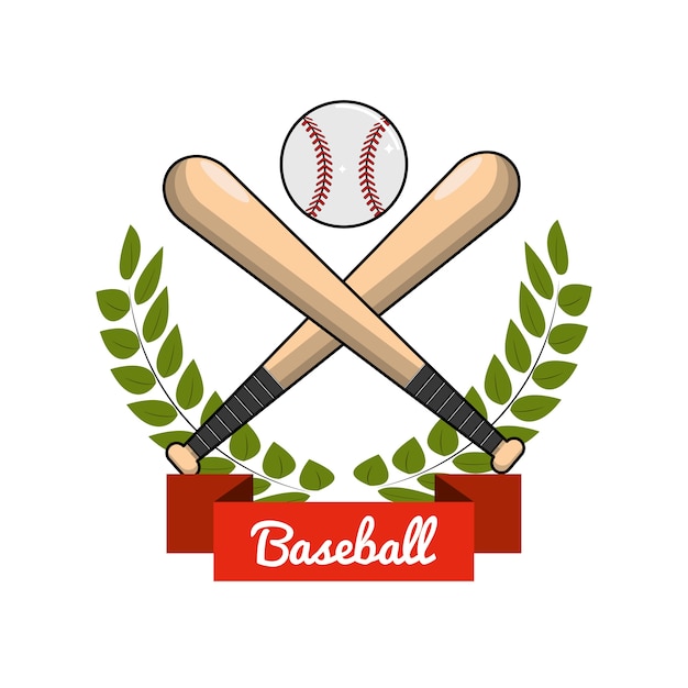 Iconic Baseball Bats and Ball Emblem with Laurel Wreath | Jiffy Designs