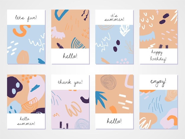 Vibrant Abstract Art Cards with Playful Shapes and Textures | Jiffy Designs