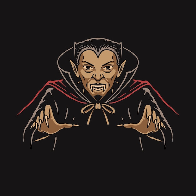 Sinister Vampire Lord Baring Fangs in Gothic Illustration | Jiffy Designs