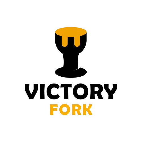 Bagde, Emblem, Victory Fork Logo Design, Fork Logo Design With Trophy ...