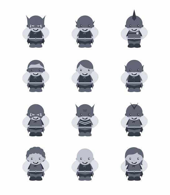 Charming Chibi Characters in Monochrome Minimalist Design | Jiffy Designs