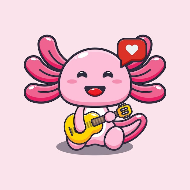 Adorable Axolotl Musician Strumming Cheerful Tune | Jiffy Designs