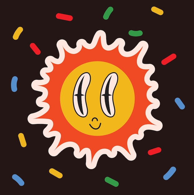 Smiling Sun with Colorful Streaks and Jellybeans | Jiffy Designs